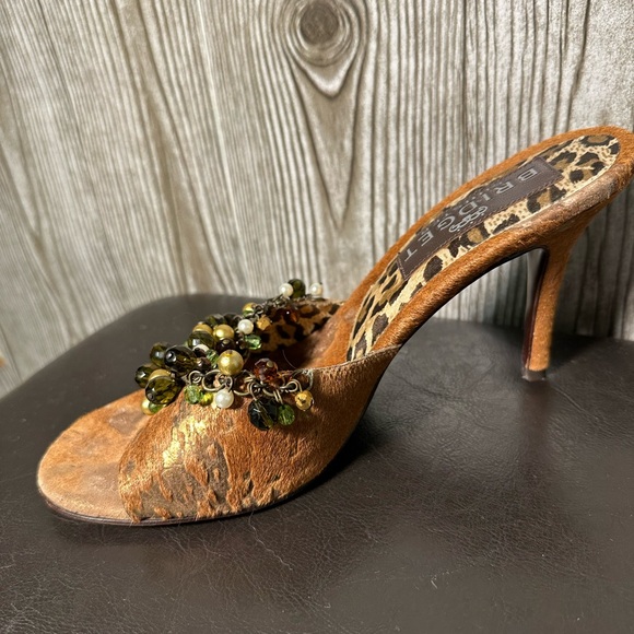 Bridget Shuster | Shoes | Calf Hair Beaded Open Toe Heels Sz 8 | Poshmark